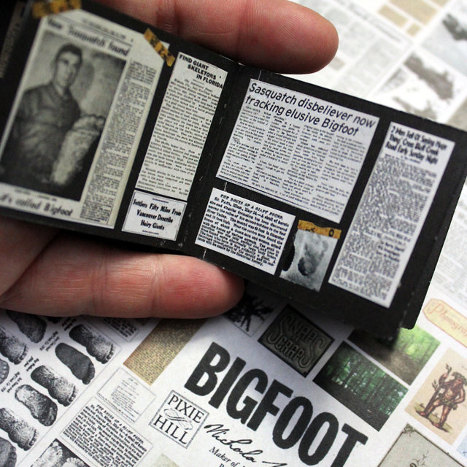 BIGFOOT SCRAPS Digital Collage Sheet PDF Download Miniature Newspaper ...