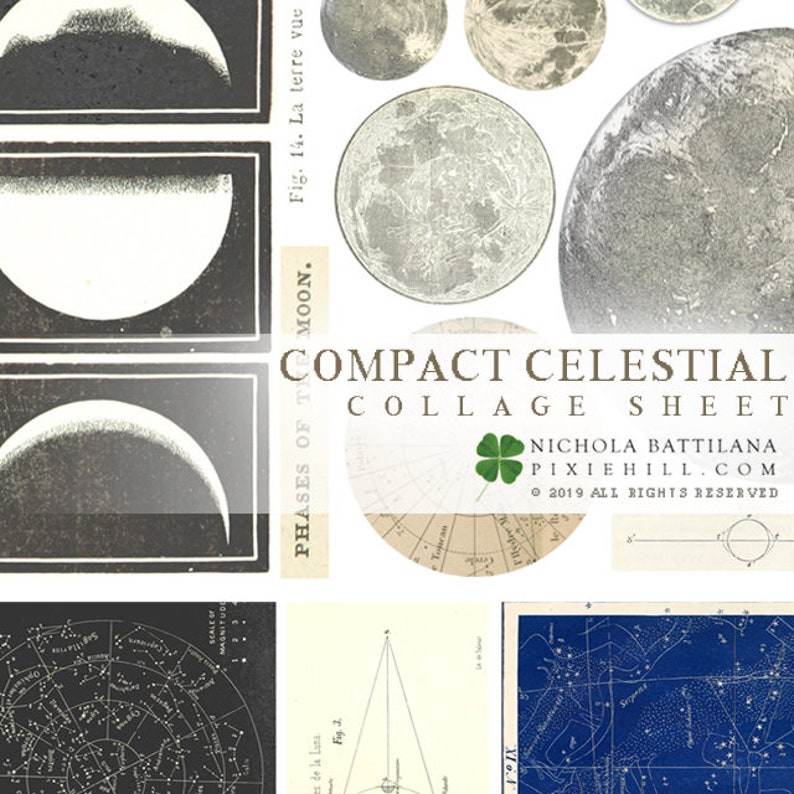 Compact Celestial Downloadable PDF Collage Sheet - Etsy
