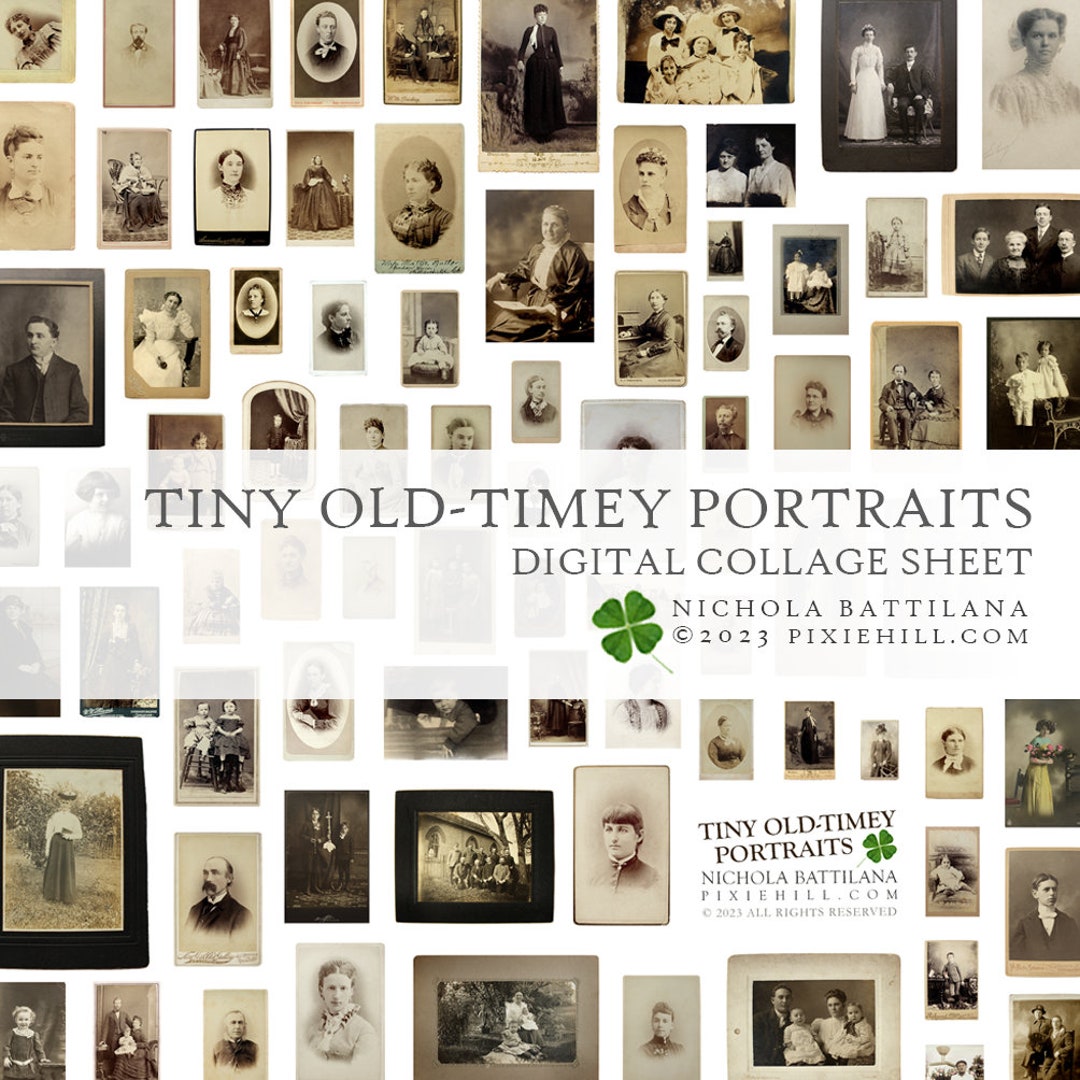 Tiny Old-timey Vintage Portraits Digital Collage Sheet PDF PNG Download ...