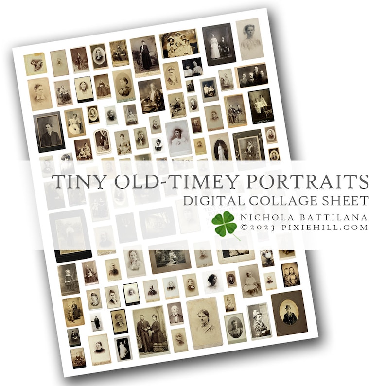 Tiny Old-timey Vintage Portraits Digital Collage Sheet PDF PNG - Etsy