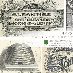 Bees and Bee Keeping Downloadable PDF Collage Sheet - Etsy
