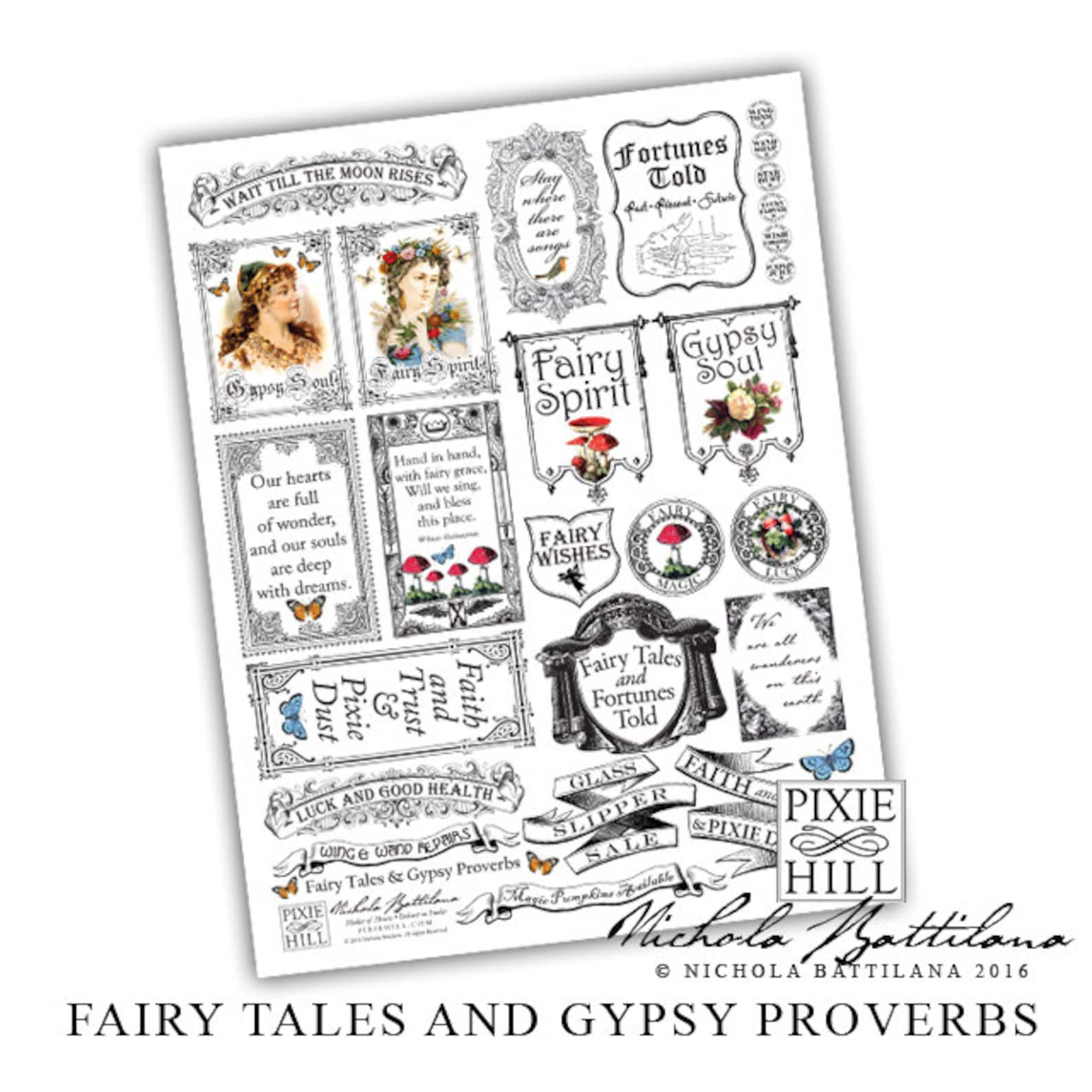 Fairy Tales and Gypsy Proverbs PDF Collage Sheet PDF Download - Etsy