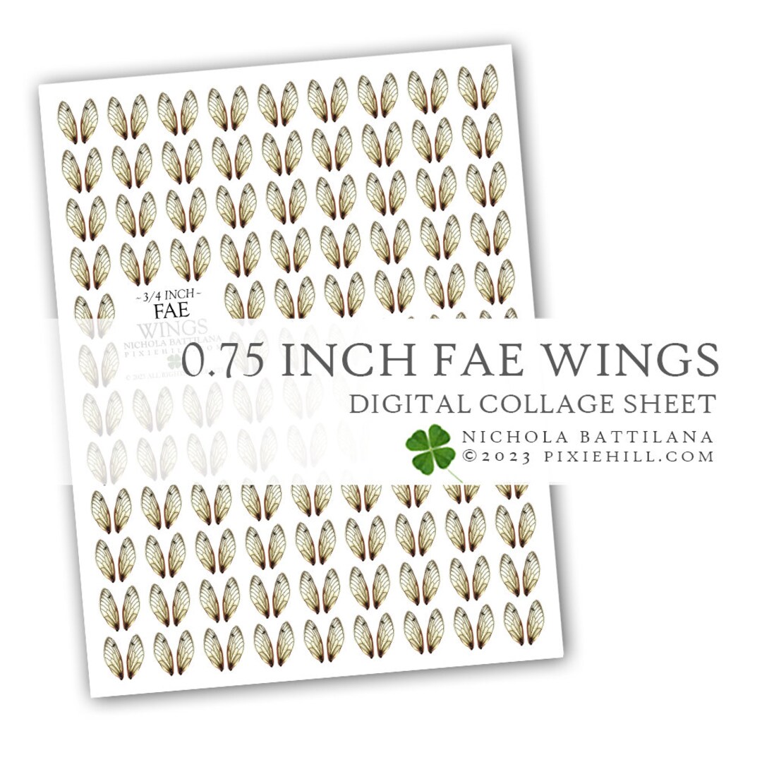 0.75 Inch Fae Wings Digital Download Collage Sheet PDF Faerie Fairy - Etsy