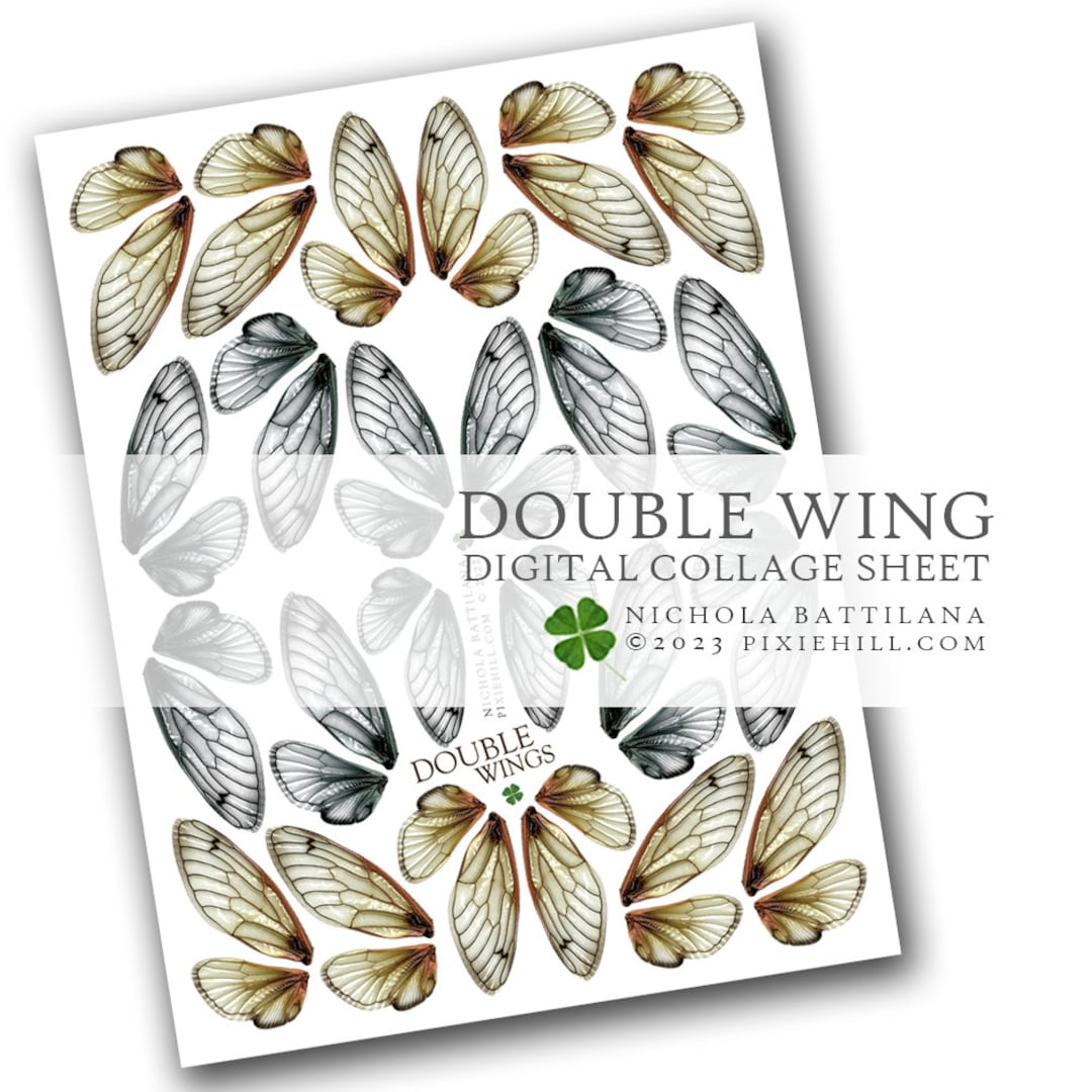 Double Wings Digital Download Collage Sheet PDF Faerie Fairy - Etsy