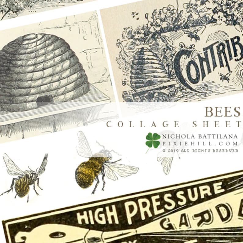 Bees and Bee Keeping Downloadable PDF Collage Sheet - Etsy