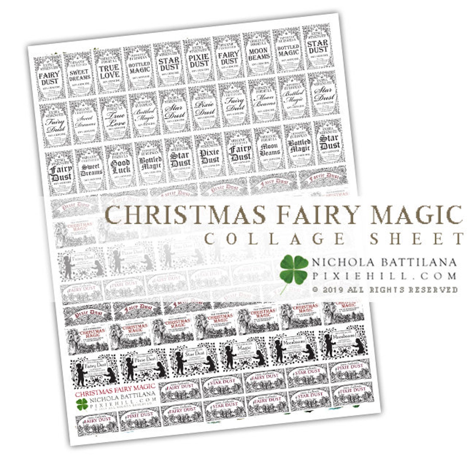 Christmas Fairy Magic Labels - PDF Collage Sheet Download - Etsy