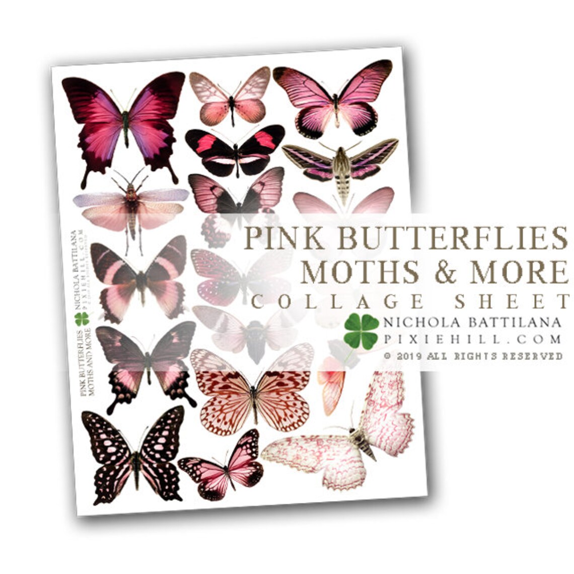 Pink Butterflies Downloadable PDF Collage Sheet - Etsy