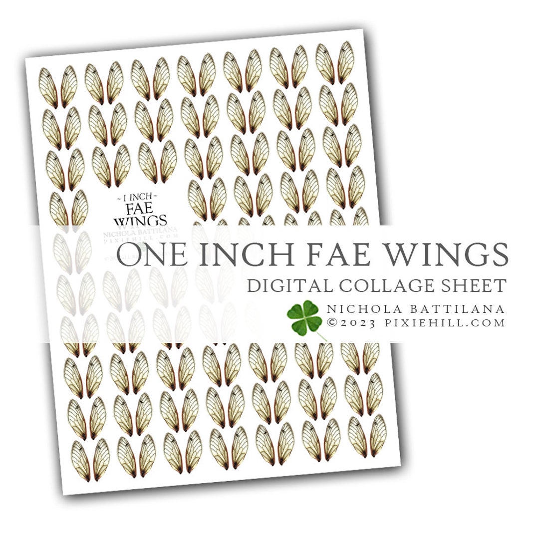 One Inch Fae Wings Digital Download Collage Sheet PDF Faerie Fairy - Etsy