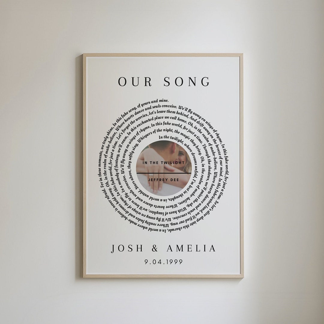 Custom Song Lyrics Print, Personalized Music Wall Art, Wedding ...