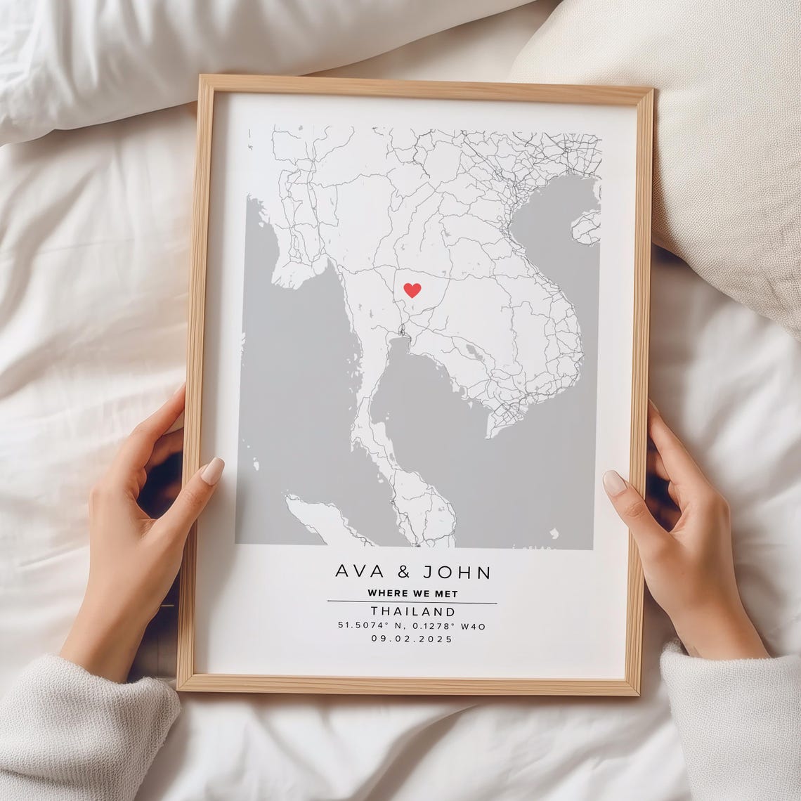 Personalised Couple Location Map Print, Engagement Gift - Etsy
