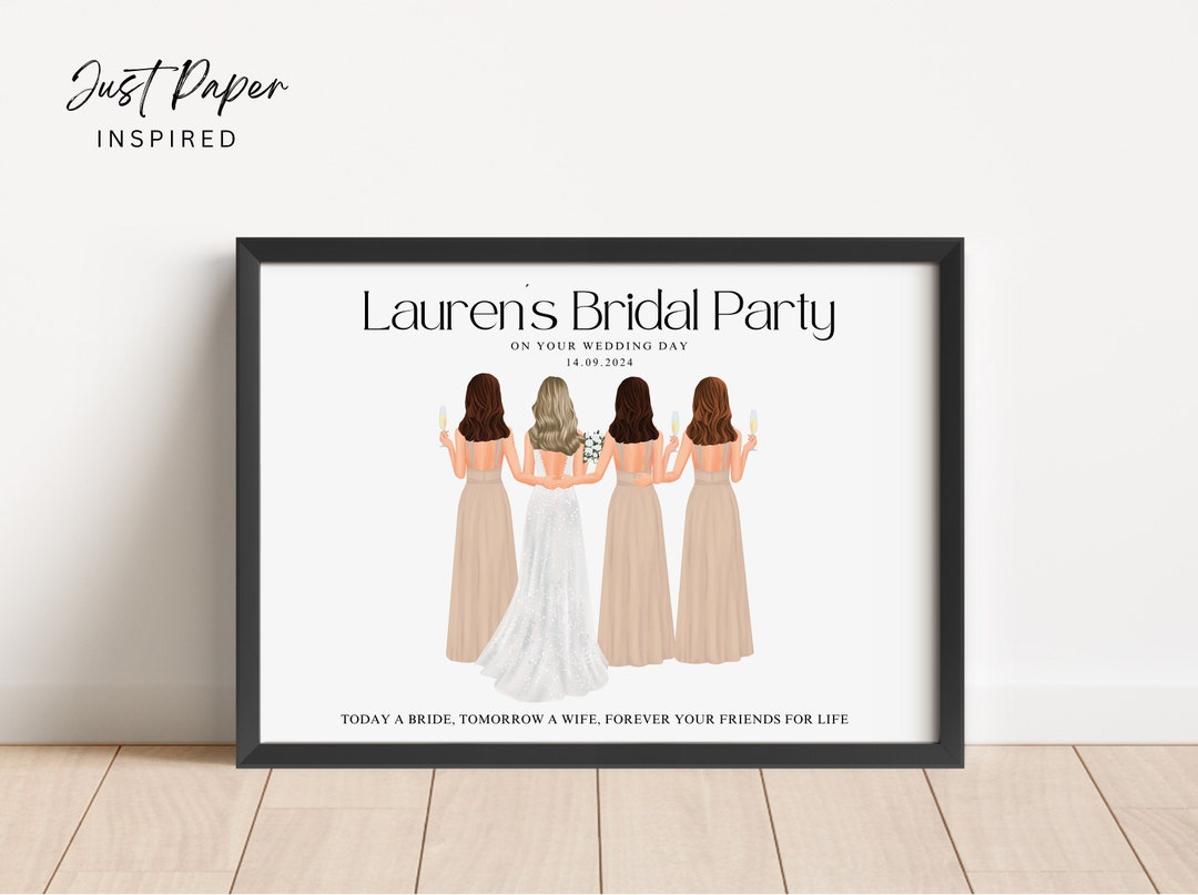 Bridal Party Gift, Personalised Wedding Gift, Custom Bridal Party Print ...