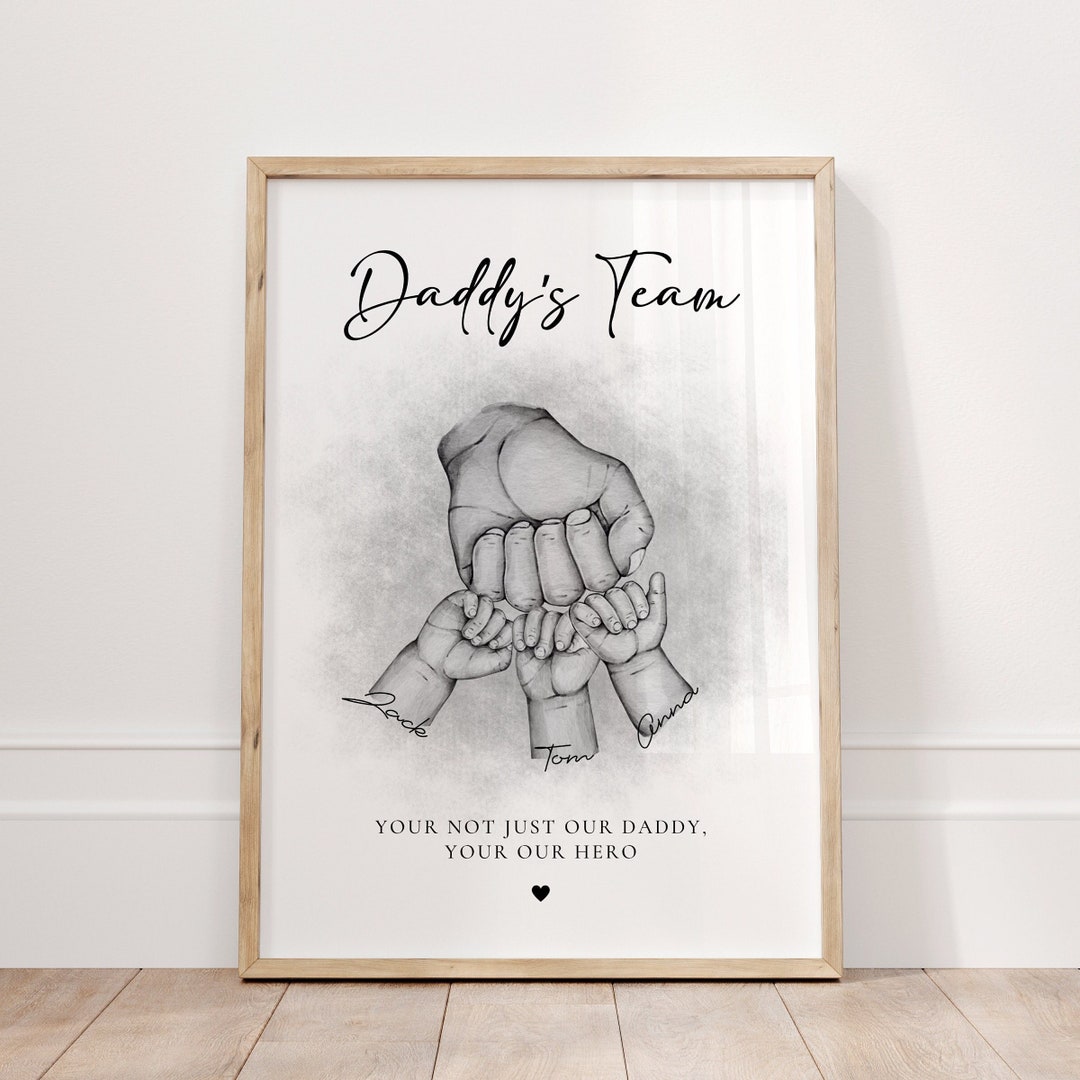 Daddy's Team Print, Father's Day Gift for Daddy Dad Father, Custom Gift ...