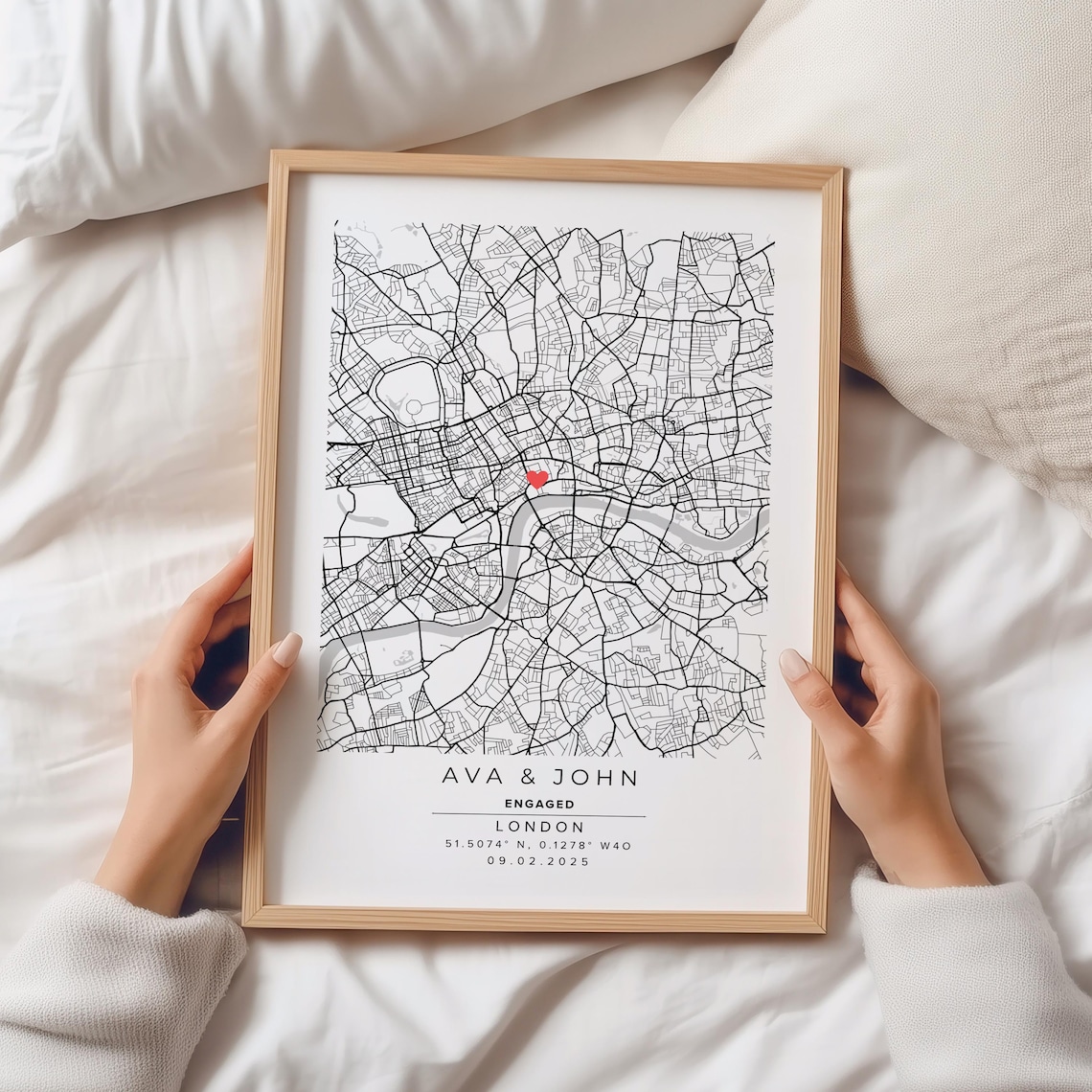 Personalised Couple Location Map Print, Engagement Gift - Etsy