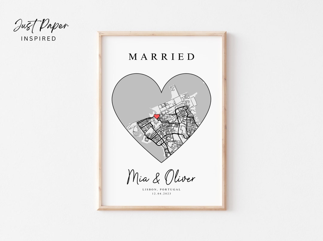 Personalized Anniversary Map Print, Couples Gift - Etsy