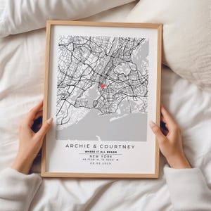 Personalised Couple Location Map Print, Engagement Gift - Etsy