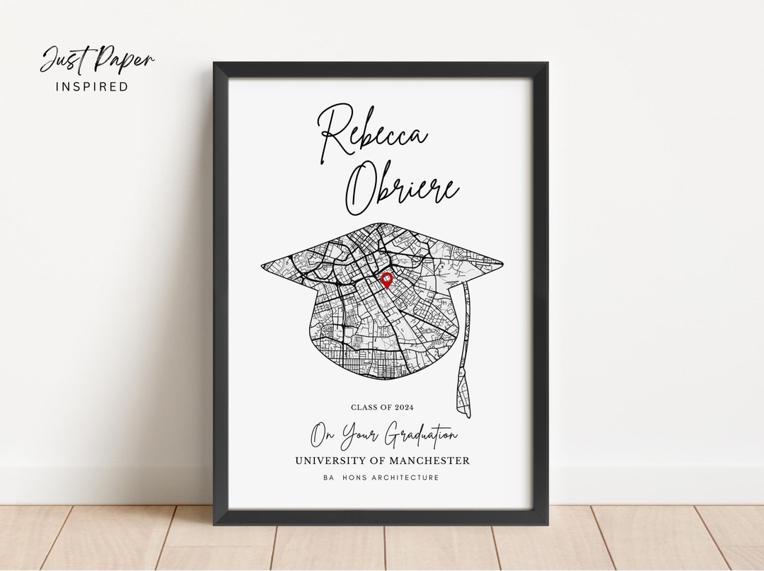 Custom Graduation Map Print, Personalised University Map Gift for ...