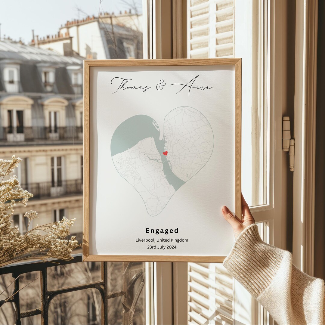 Personalized Engagement Map Print, Custom Couple Gift - Etsy UK