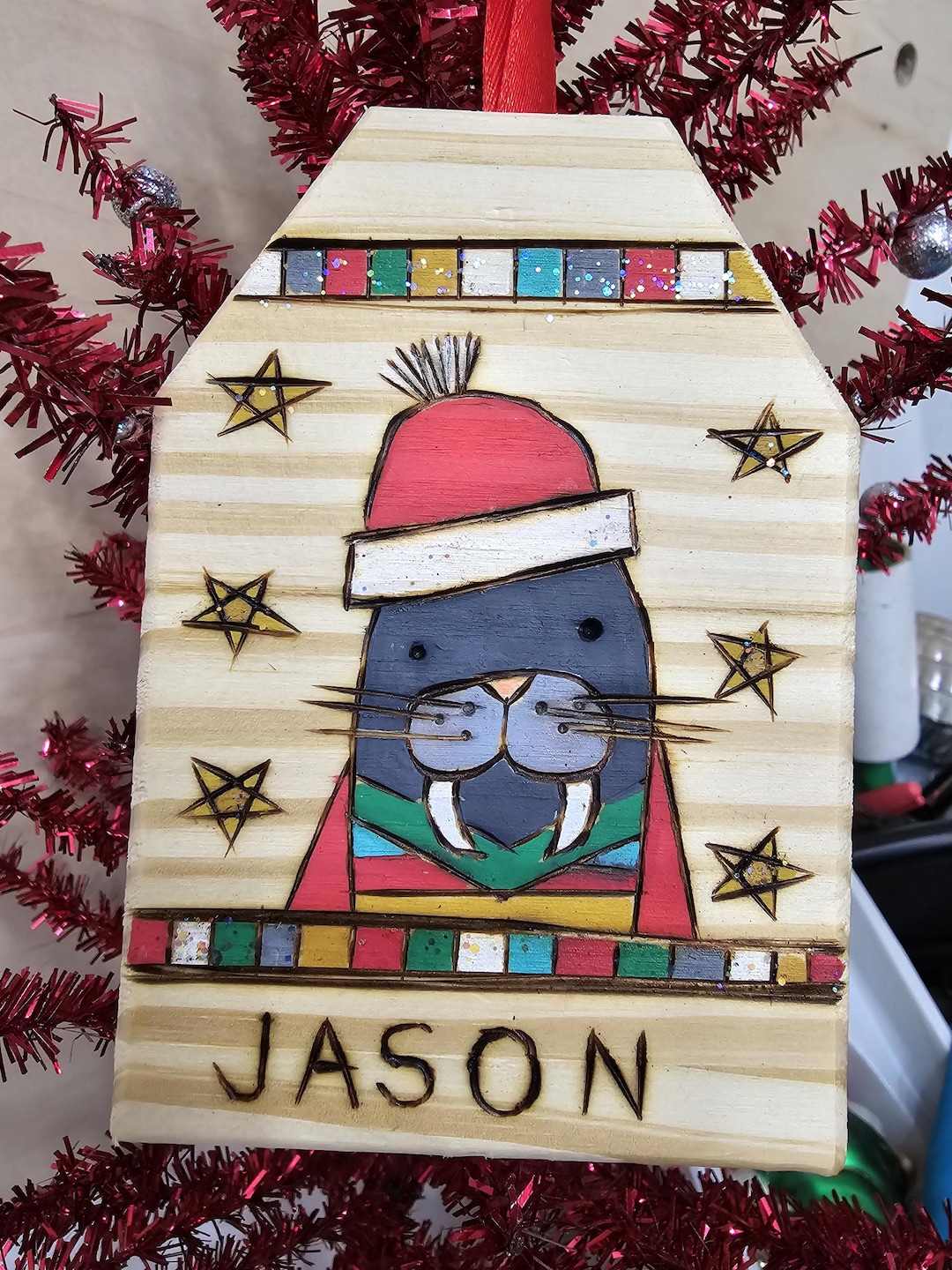 Wood Burned Walrus Christmas Ornament or Nursery Art Decor. Can Be ...