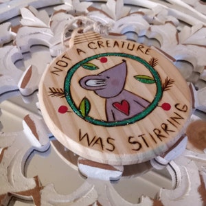 Wood Burned Mouse Christmas Ornament. Not a Creature Was Stirring - Etsy