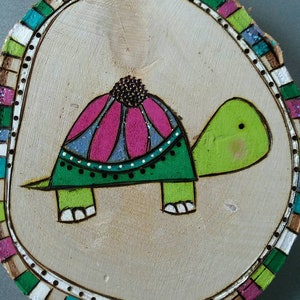 Wood Burned TURTLE Nursery Art Ornament or Wall Hanging. - Etsy