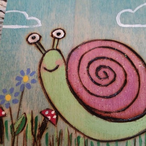 Wood Burned SNAIL NURSERY ART Ornament or Wall Decor. Wood Burning and ...