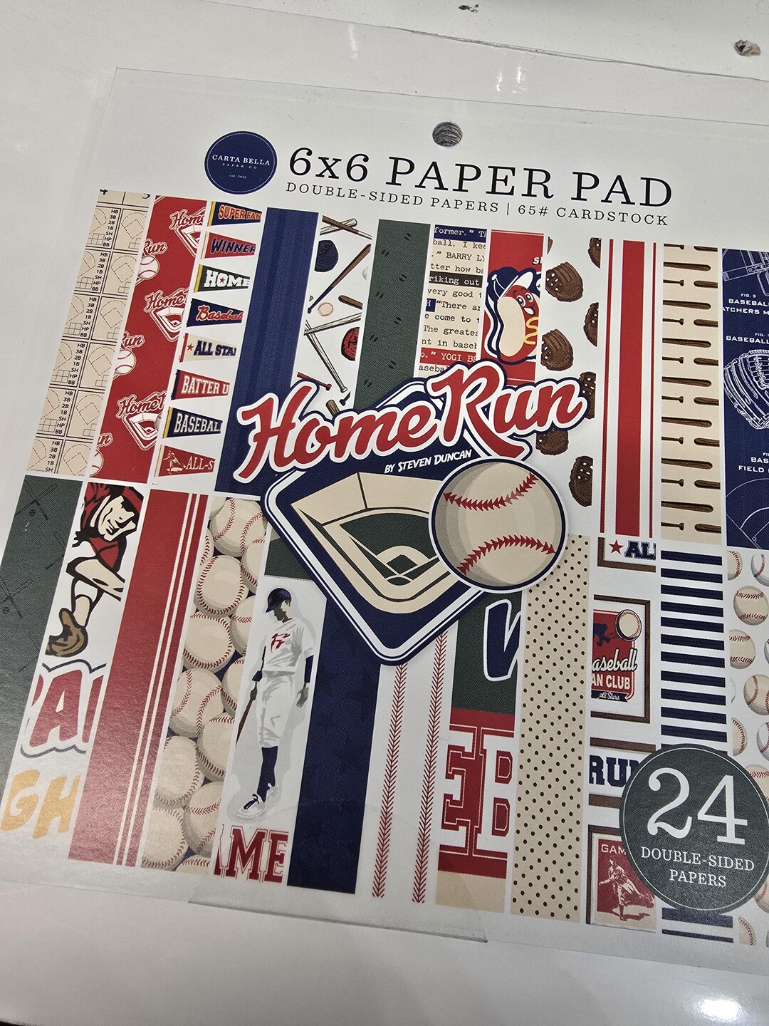 New Echo Park Paper Baseball Home Run Scrapbooking Paper Pad 6 X 6 Card ...
