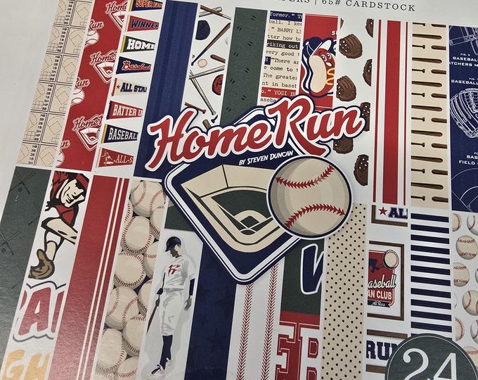 New Echo Park Paper Baseball Home Run Scrapbooking Paper Pad 6 X 6 Card ...