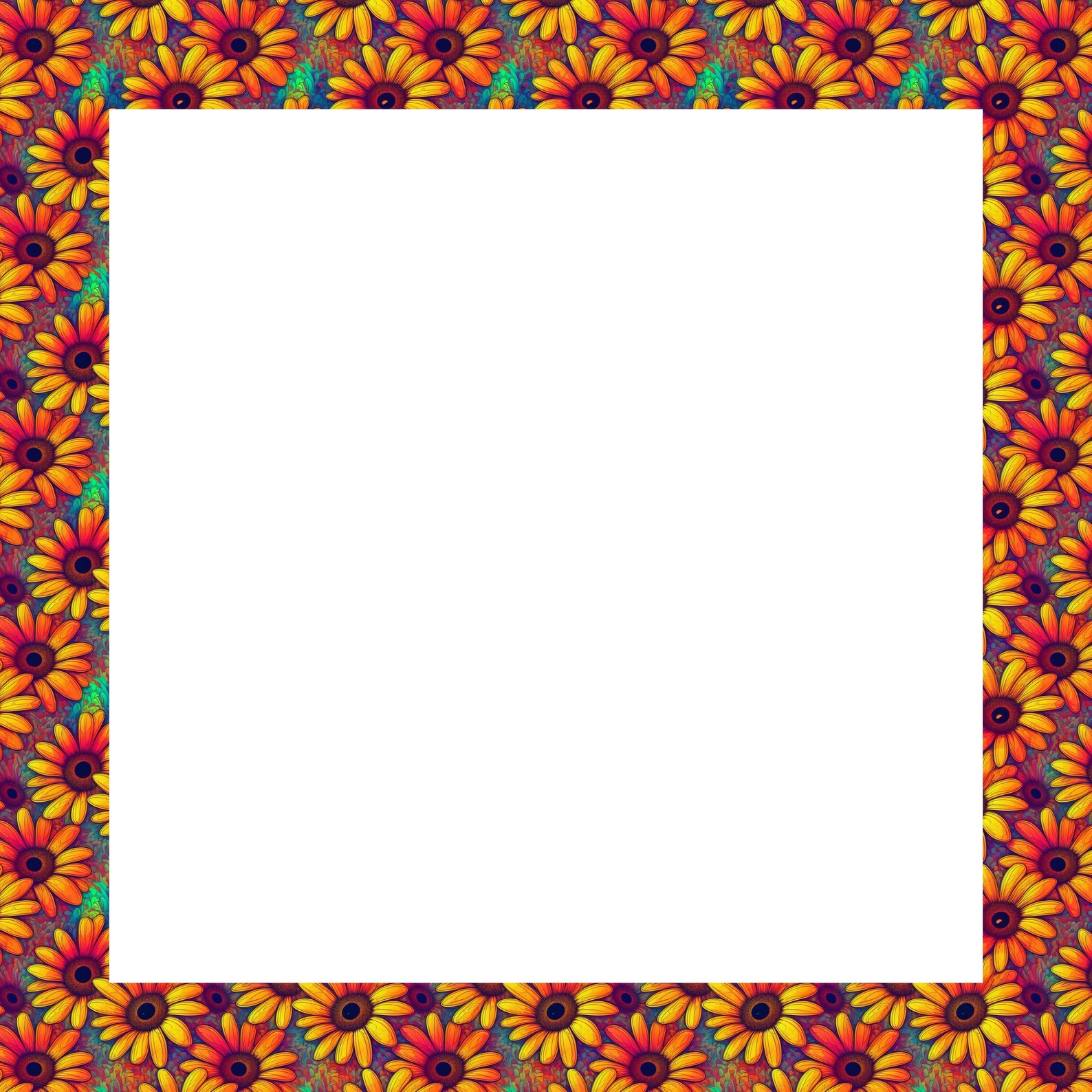 Floral Frame 5x5 Inches, Flowers Border Clipart, Printable Floral ...
