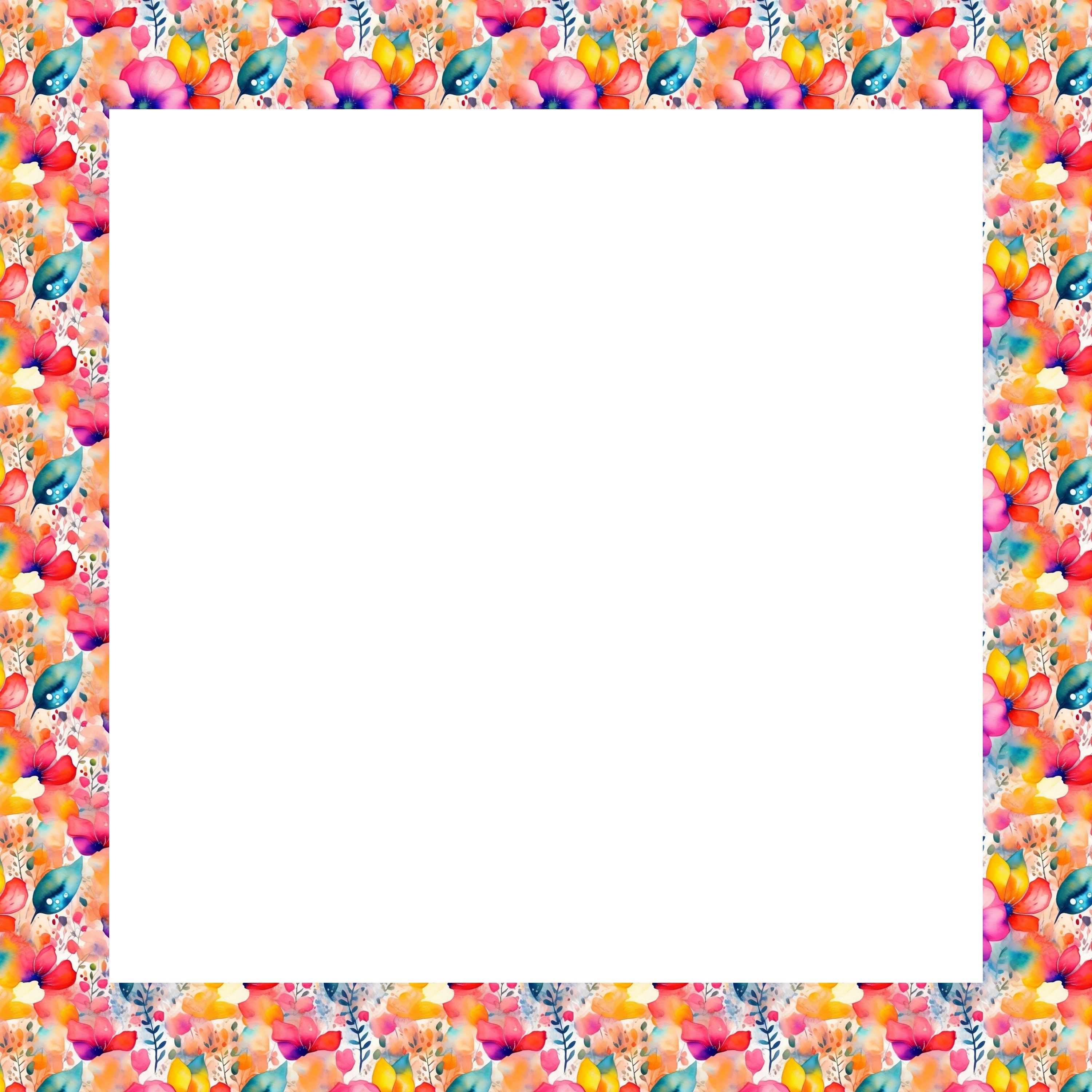Floral Frame 5x5 Inches, Flowers Border Clipart, Printable Floral ...