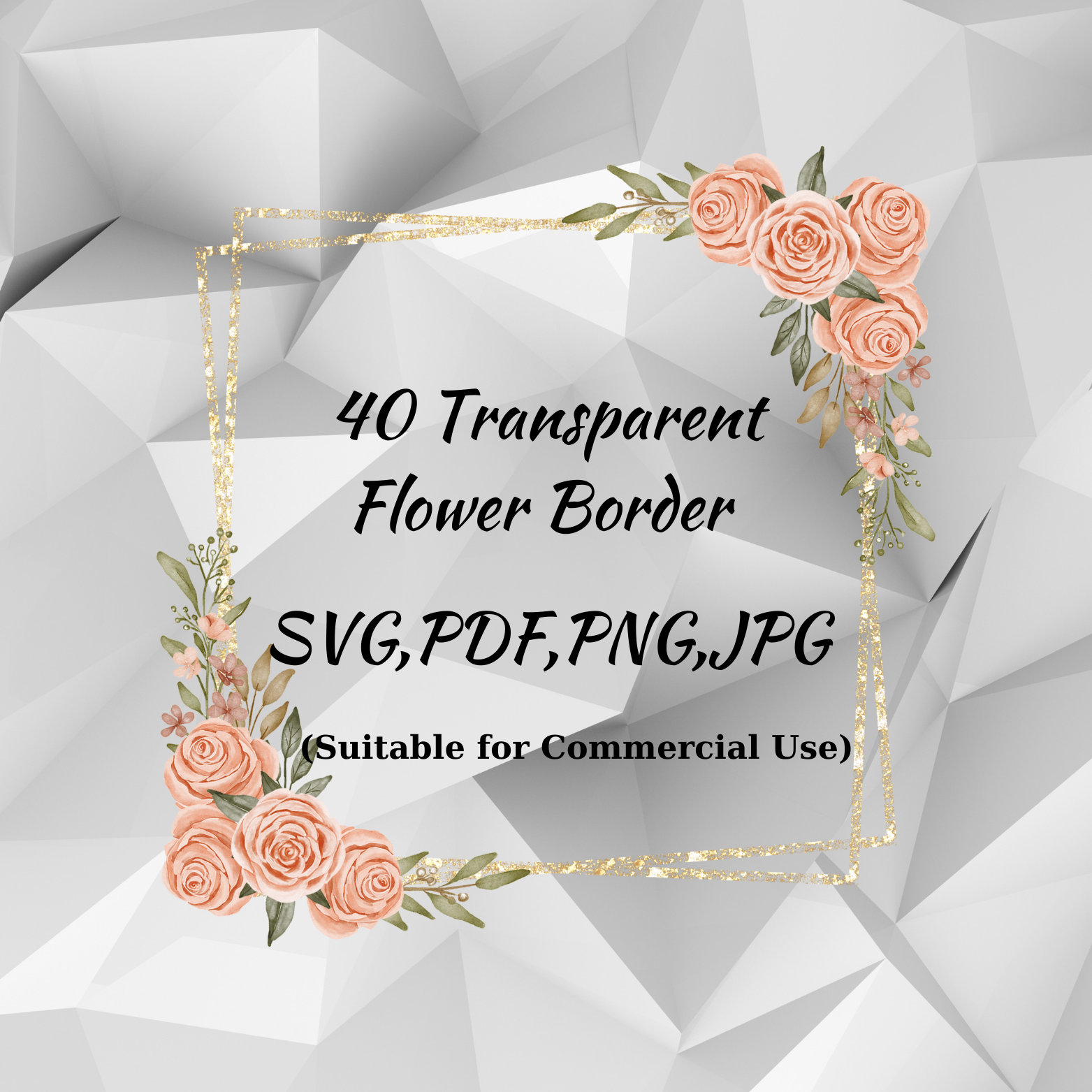 40flower Border Png,jpg,svg,pdf, Flowers Border Clipart,printable ...