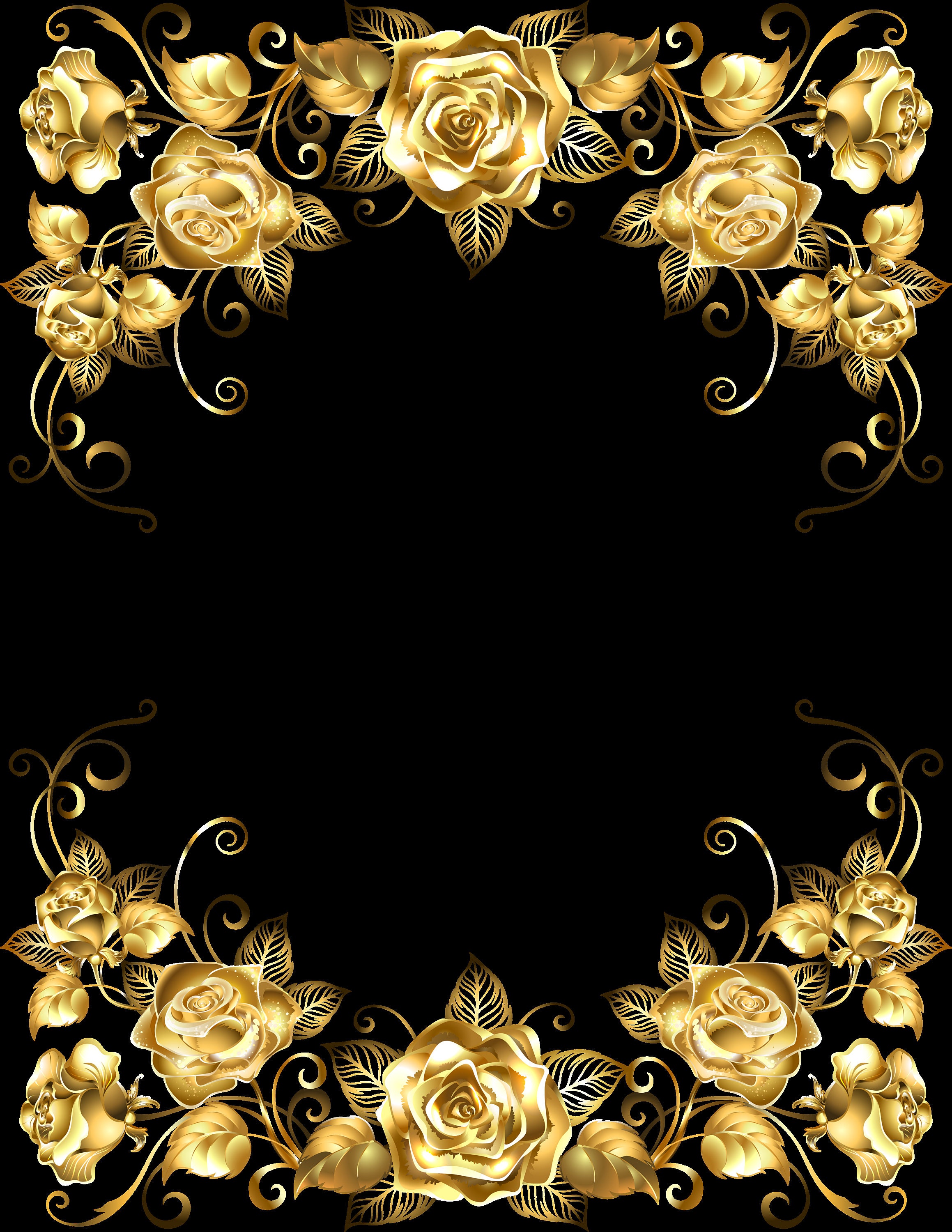 20gold Flower Border Png,jpg,svg,pdf,flowers Border Clipart,printable ...
