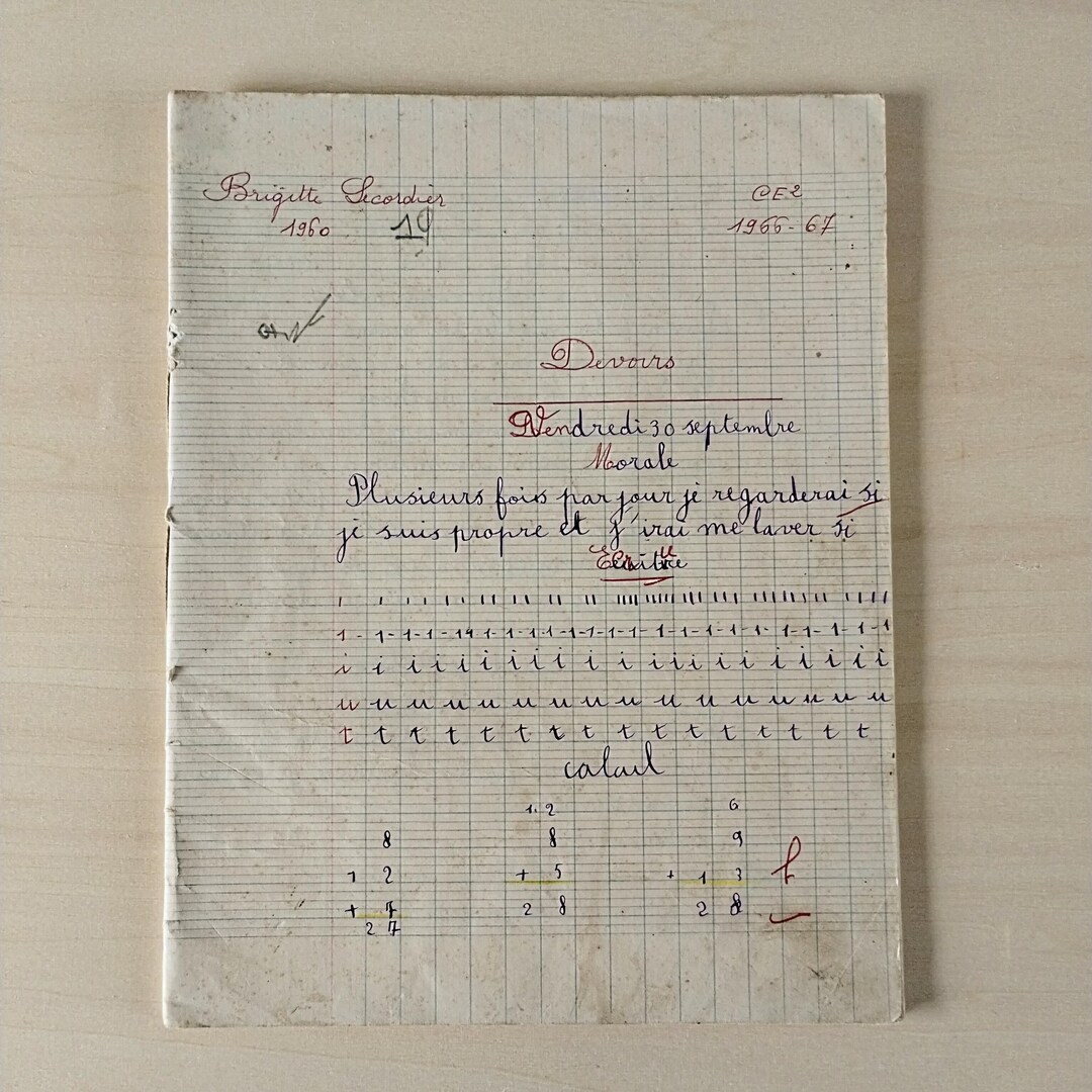 Vintage French Exercise Book, 1966-67 Exercise Book, Vintage School ...