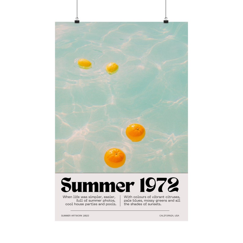 Summer 1972 Retro Poster Vintage Poolside Art Nostalgic Home Decor - Etsy
