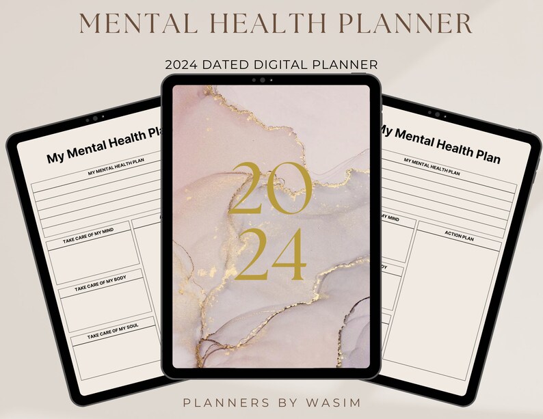 Mental Health Digital Planner, Mood Tracker, Self Care Journal ...