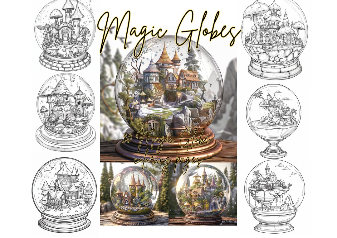 Magic Globes Coloring Pages for Young and Old! - Etsy