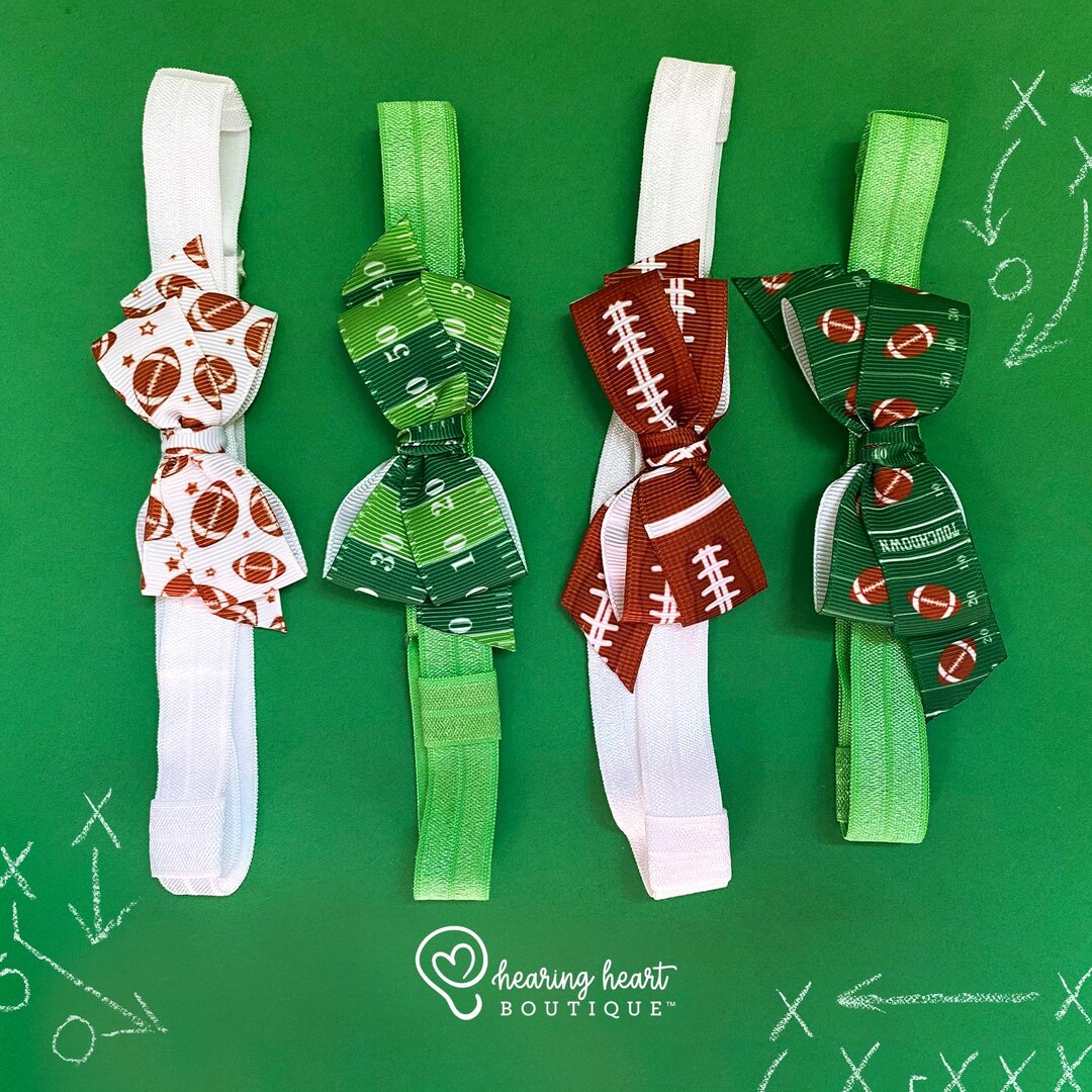 FOOTBALL BOW Hearing Aid Retention Headband | Big Bow | Adjustable ...