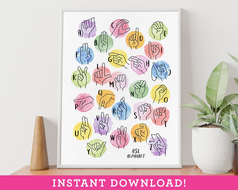 Sign Language Alphabet Poster | ASL ABC Graphic | Printable Digital ...