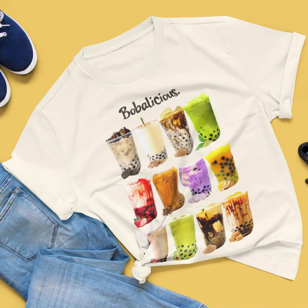 Boba Tea Shirt, Bubble Tea Flavors T-shirt, Bobalicious Milk Tea Drink ...