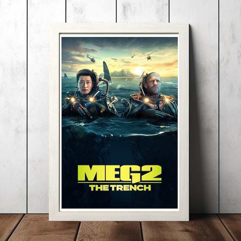 Meg 2 the Trench 2023 Movie Film Poster, Canvas Poster Printing ...