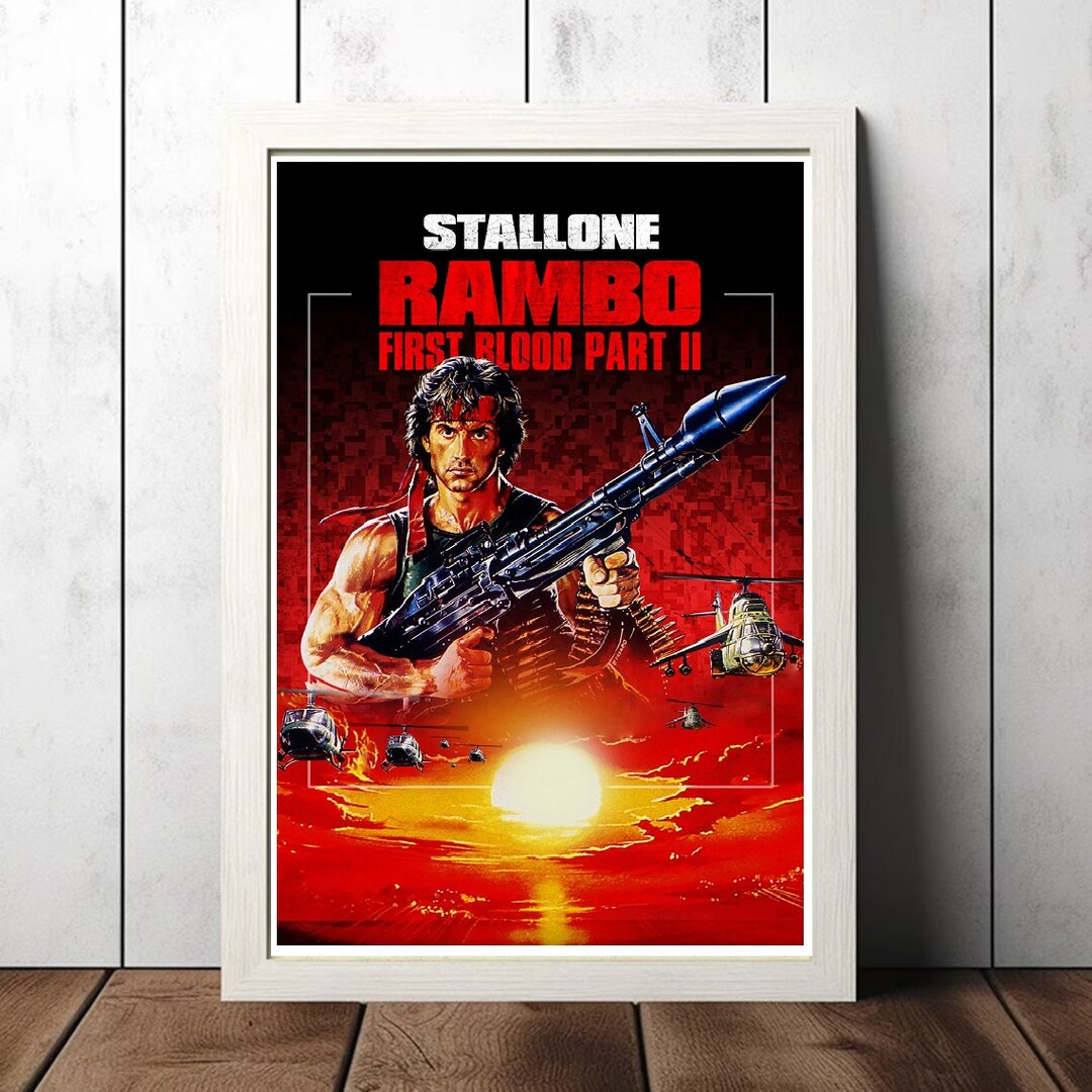 Rambo First Blood Part II (1985) Movie Film Poster, Canvas Poster ...
