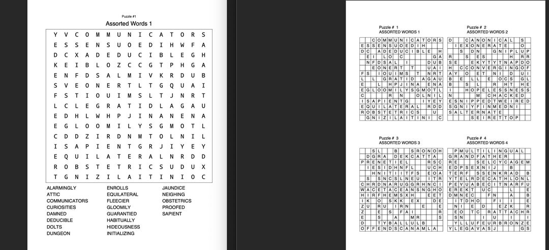 200 Word Search Puzzle Printable 1 - Etsy