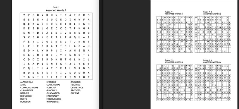 200 Word Search Puzzle Printable 1 - Etsy