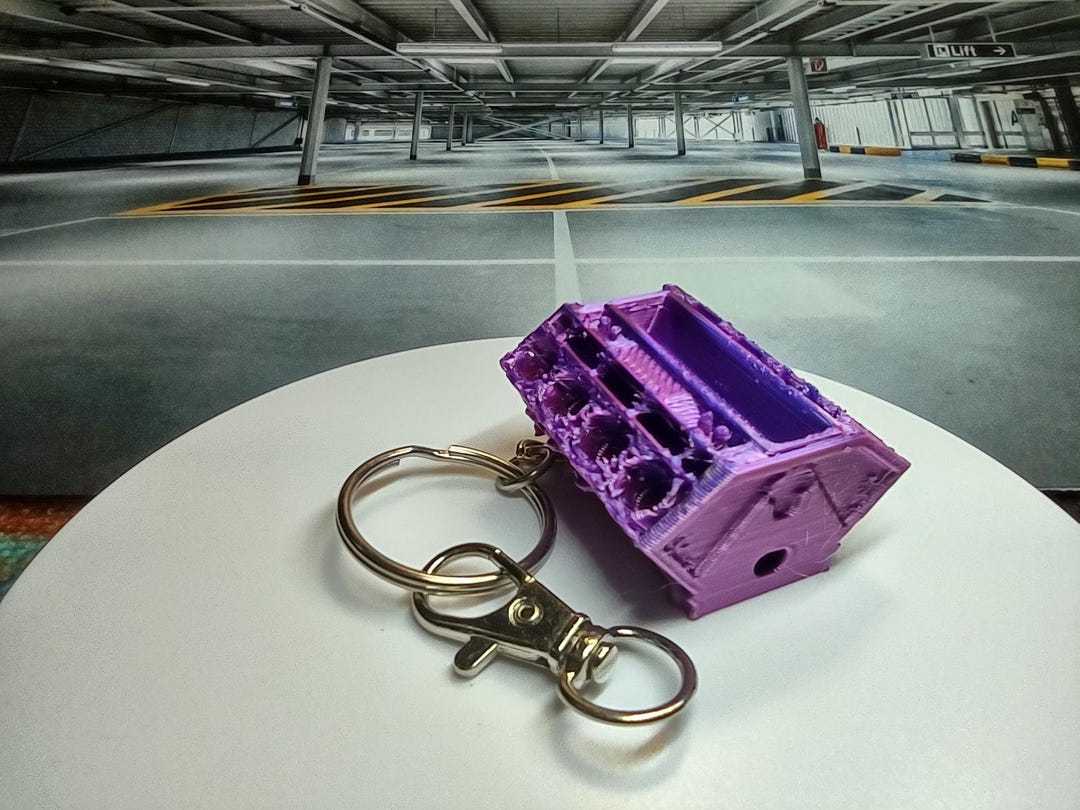 V8 ENGINE Block Chameleon Chrome Keychain Mechanic Gift Son Daughter ...