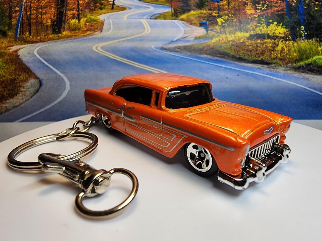1955 Chevy Orange Custom Car Diecast Keychain Gift Birthday Dad Mom Son ...