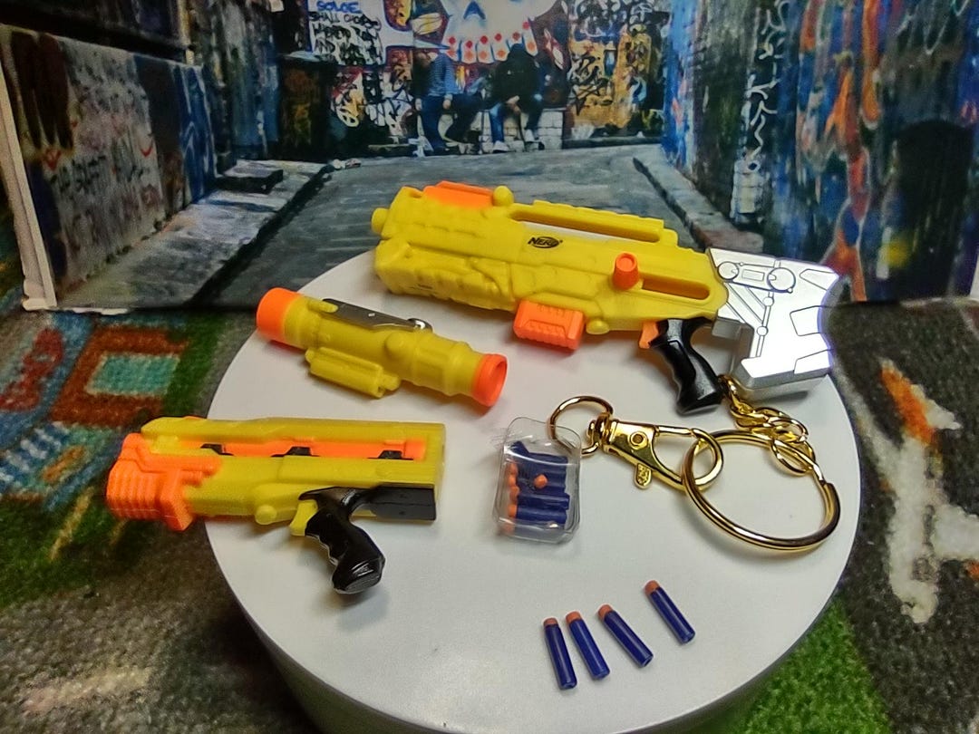 MINIATURE Firing NERF LONGSHOT Cs-6 Toy Gun Custom Keychain Rare Gift ...