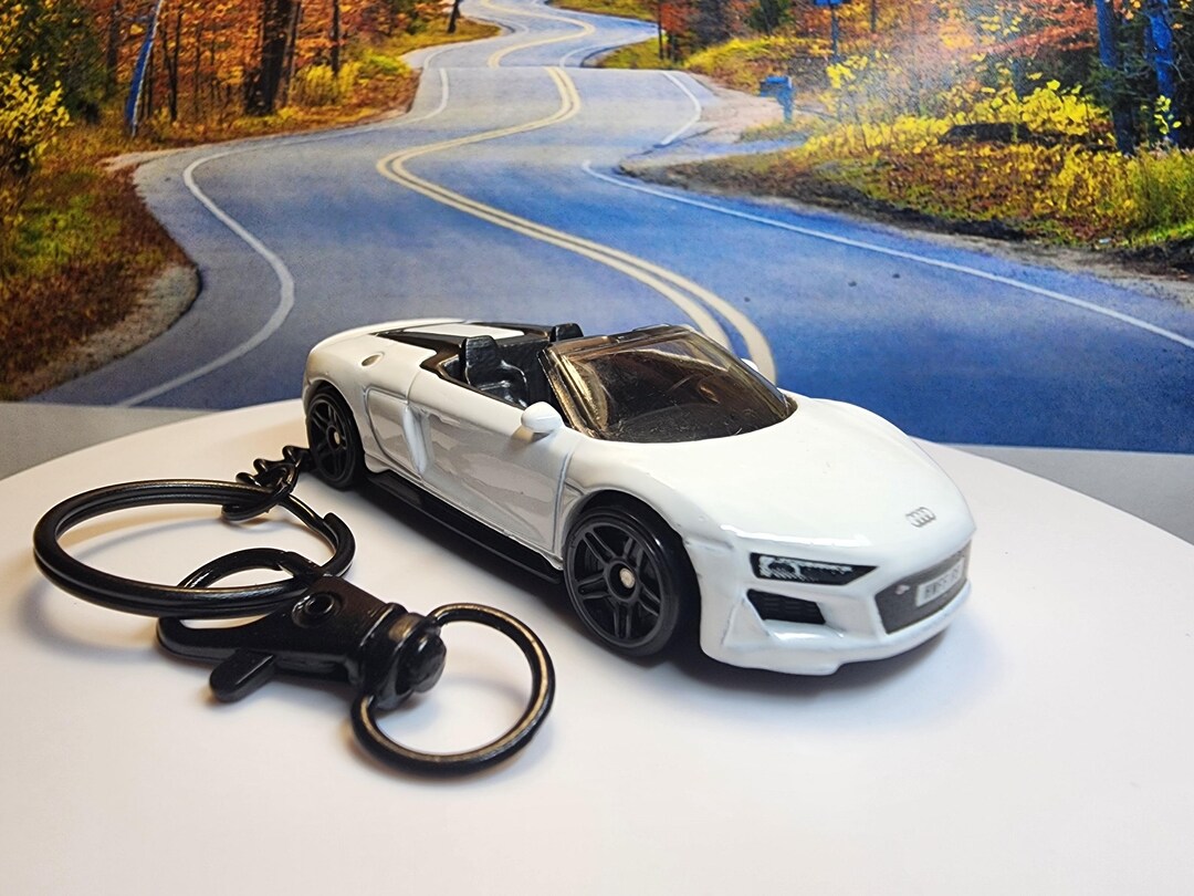 Audi R8 Spyder Convertible White Car Custom Keychain Birthday Gift Hot ...