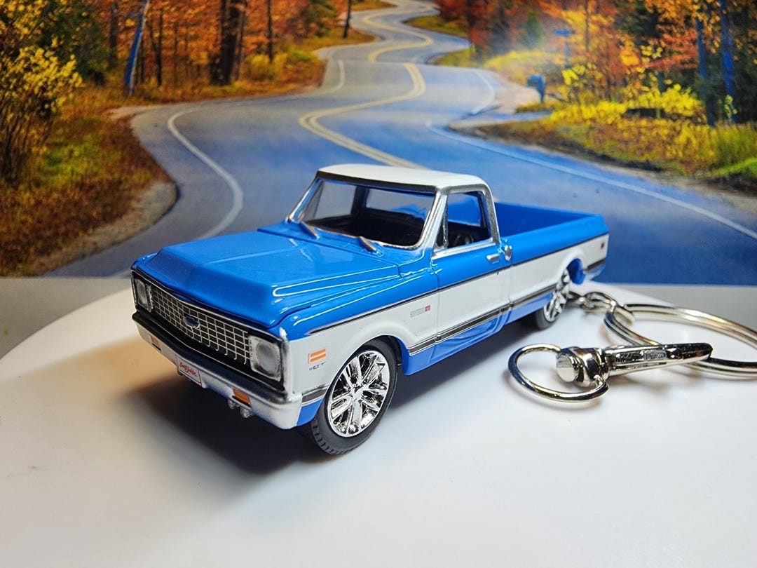 1971 Chevy C10 Super Cheyenne Metal Diecast Keychain Custom Gift Husband Cake Topper Birthday ...