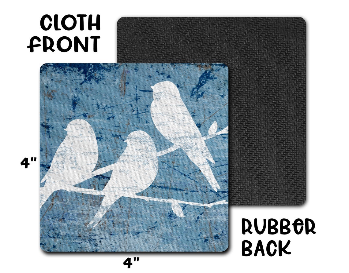 Blue Bird On Branch 4pc Drink Coaster Set Home Decor | Etsy