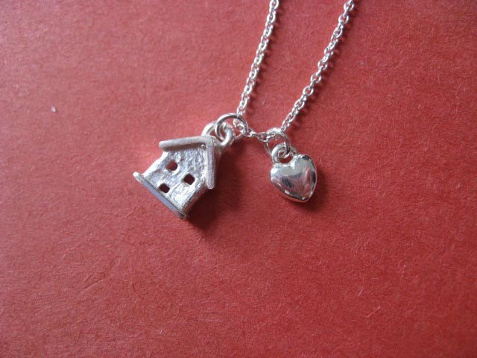 Tiny House and Heart Necklace Sterling Silver - Etsy