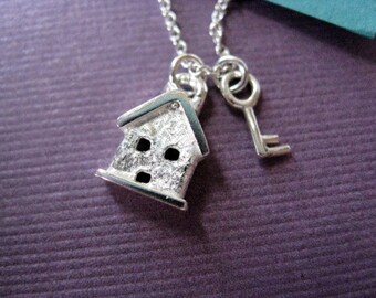 Tiny House and Key Stacking Rings Sterling Silver 2 Rings - Etsy